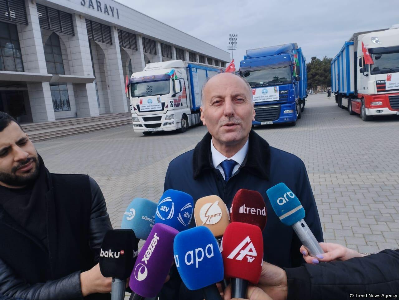 Sumqayıtdan Türkiyəyə göndərilən 15 modul ev və 76 ton yardım Qaziantep ...